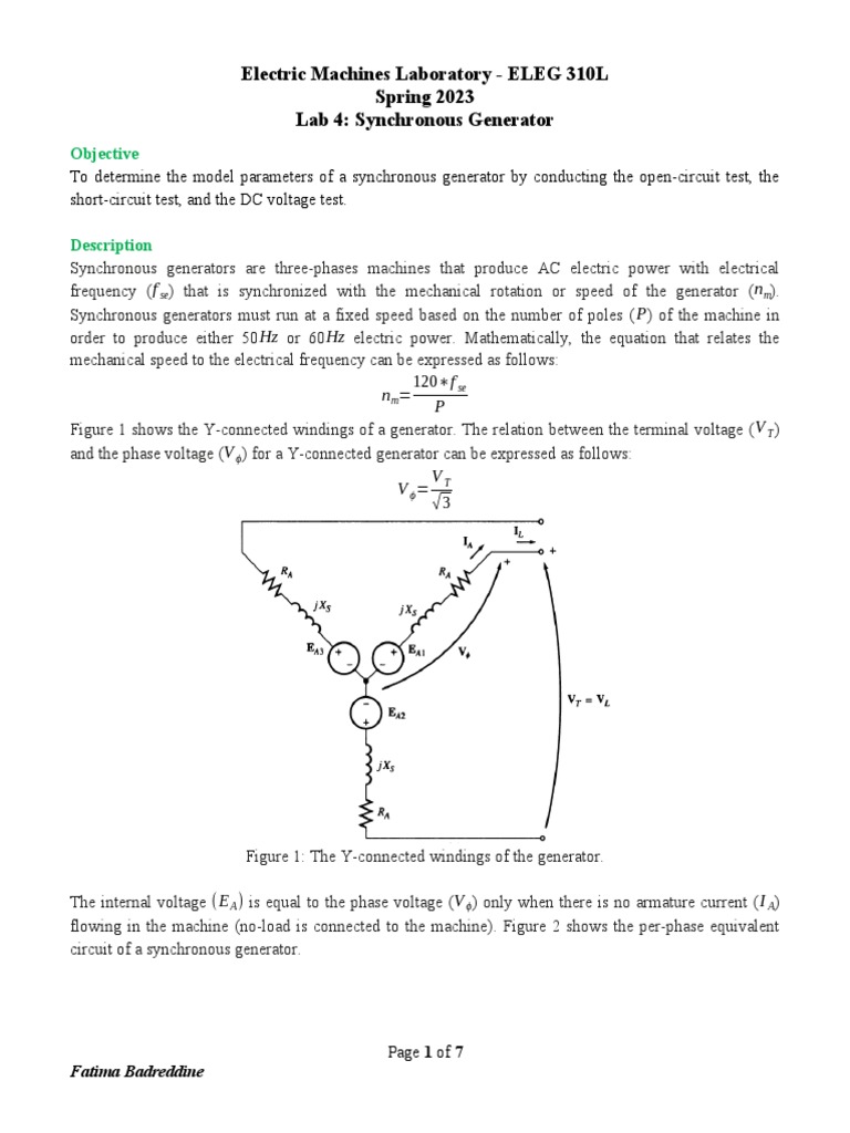 ELEG 310L Lab 4 (5179) | PDF | Electric Generator | Voltage