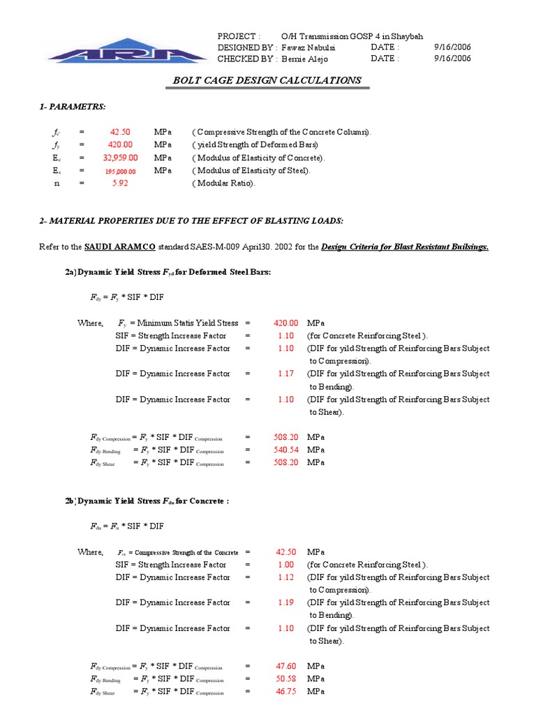 Bolt CAge Design CAlculation | PDF | Strength Of Materials | Bending