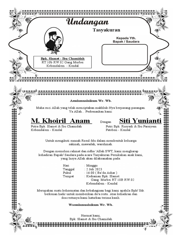 Undangan Khoiril | PDF