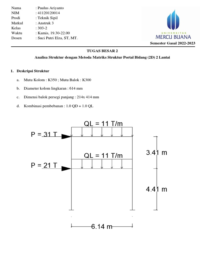 Analisis Portal 2D 2 Lantai | PDF