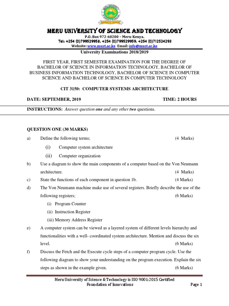 CIT 3150 Computer Systems Architecture | PDF | Computer Memory ...