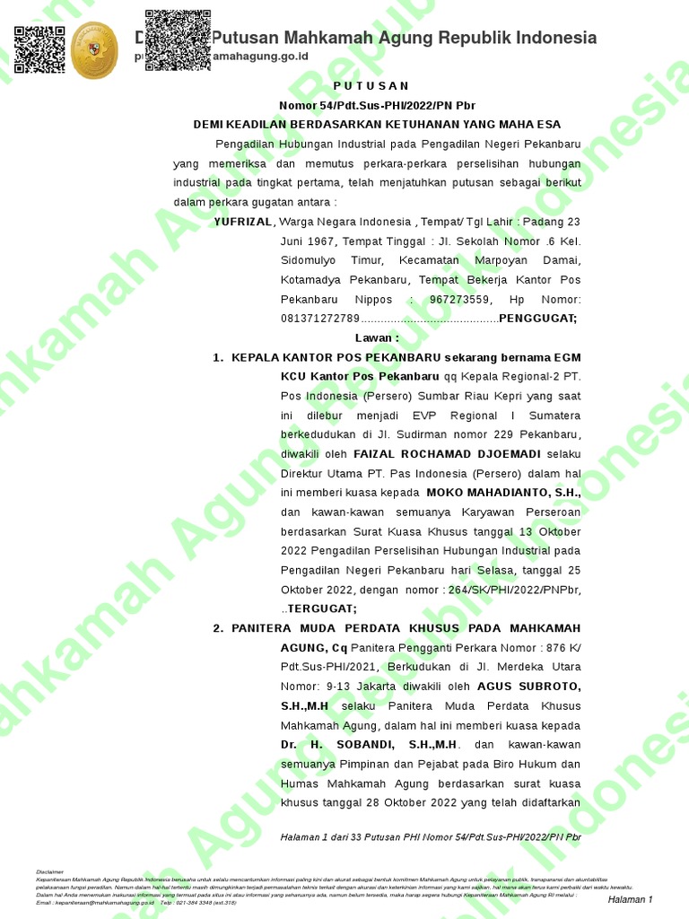 Putusan 54 PDT - Sus-Phi 2022 PN PBR 20230228113651 | PDF