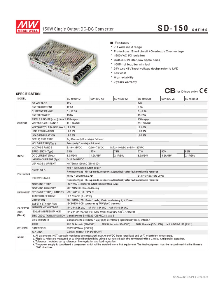 SD 150 Spec | PDF | Rectifier | Electrical Engineering