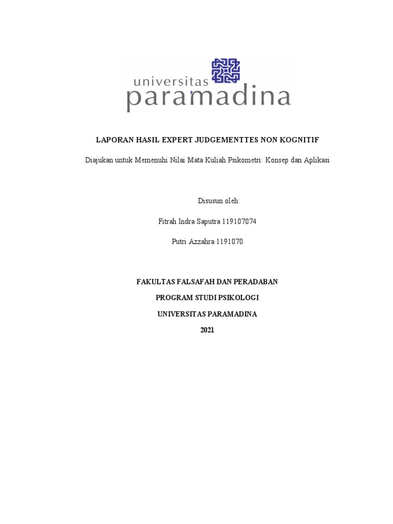 Form Expert Judgement Non Kognitif Kel 1 terbaru 2021 | PDF
