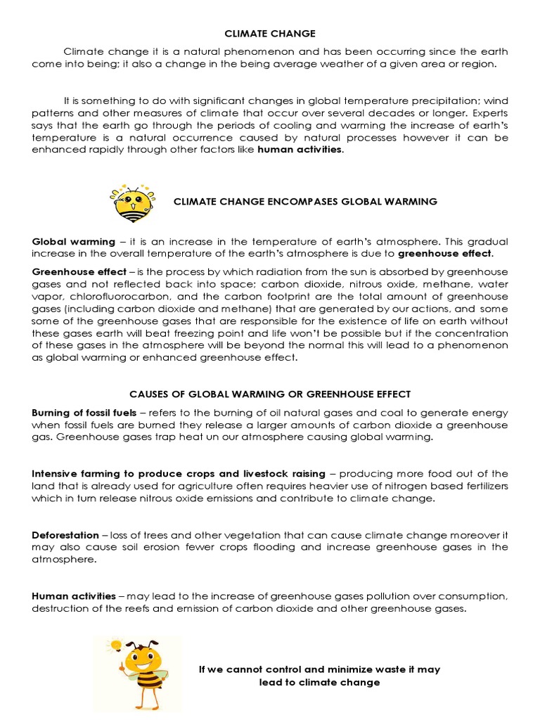Climate Change Grade 9 | PDF | Climate Change | Greenhouse Effect