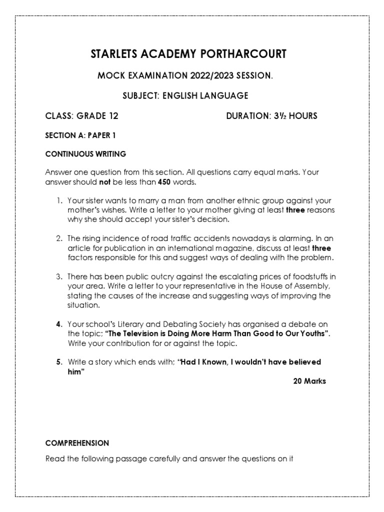 2nd Term Grade 12 English Questions | PDF | Sharks | Great White Shark