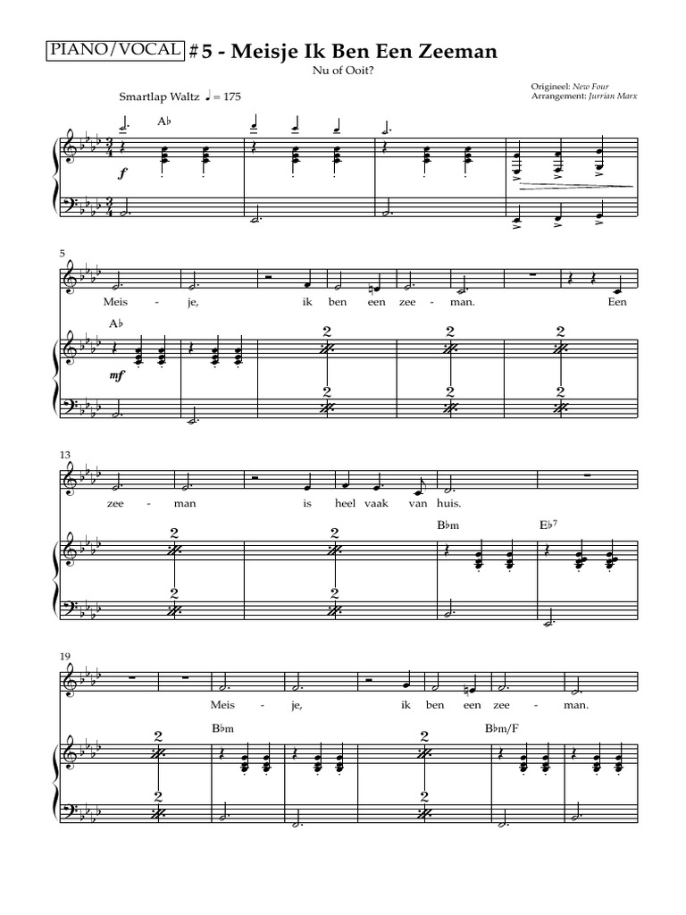 Meisje Ik Ben Een Zeeman (Piano) | PDF