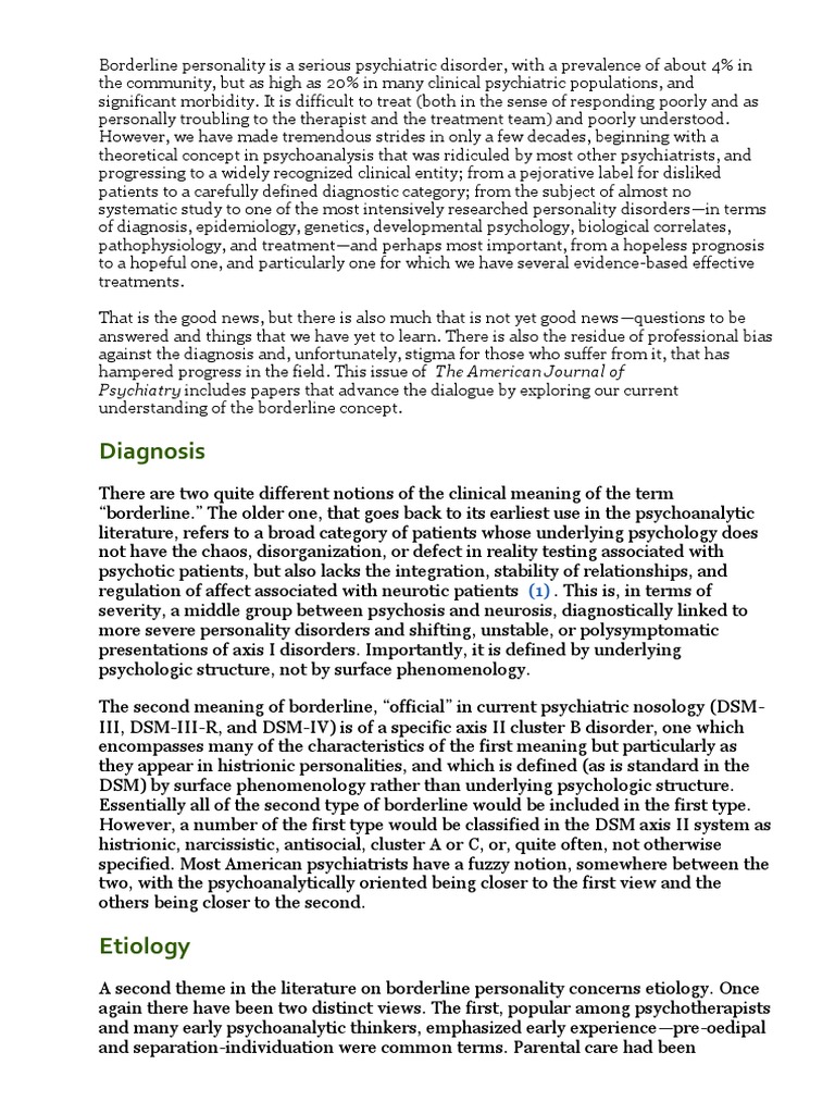 Borderline Personality Disorder Otto F. Kernberg M.D.Robert Michels M.D ...
