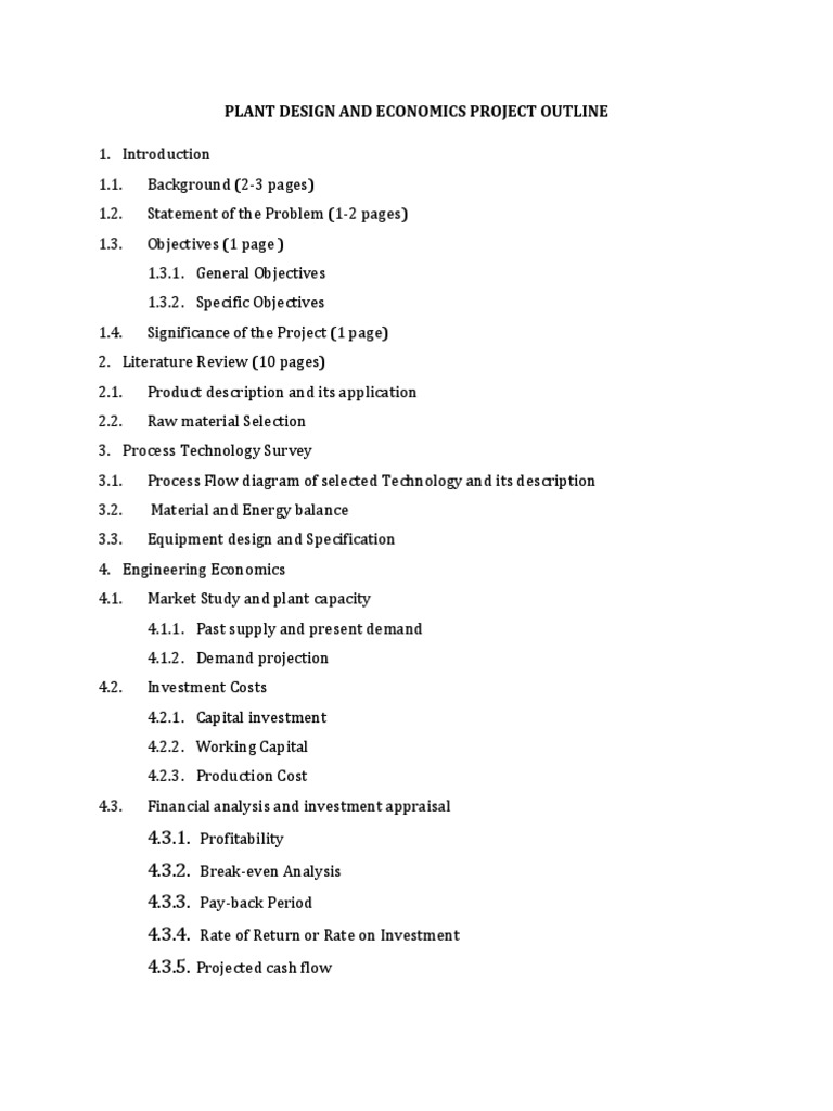 Plant Design and Economics Project Outline | PDF | Economics | Economies
