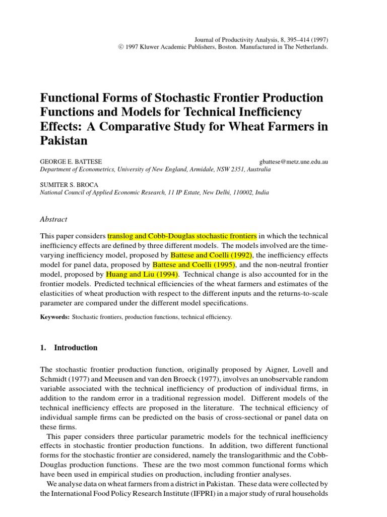 Battese 1997 | PDF | Hypothesis | Normal Distribution