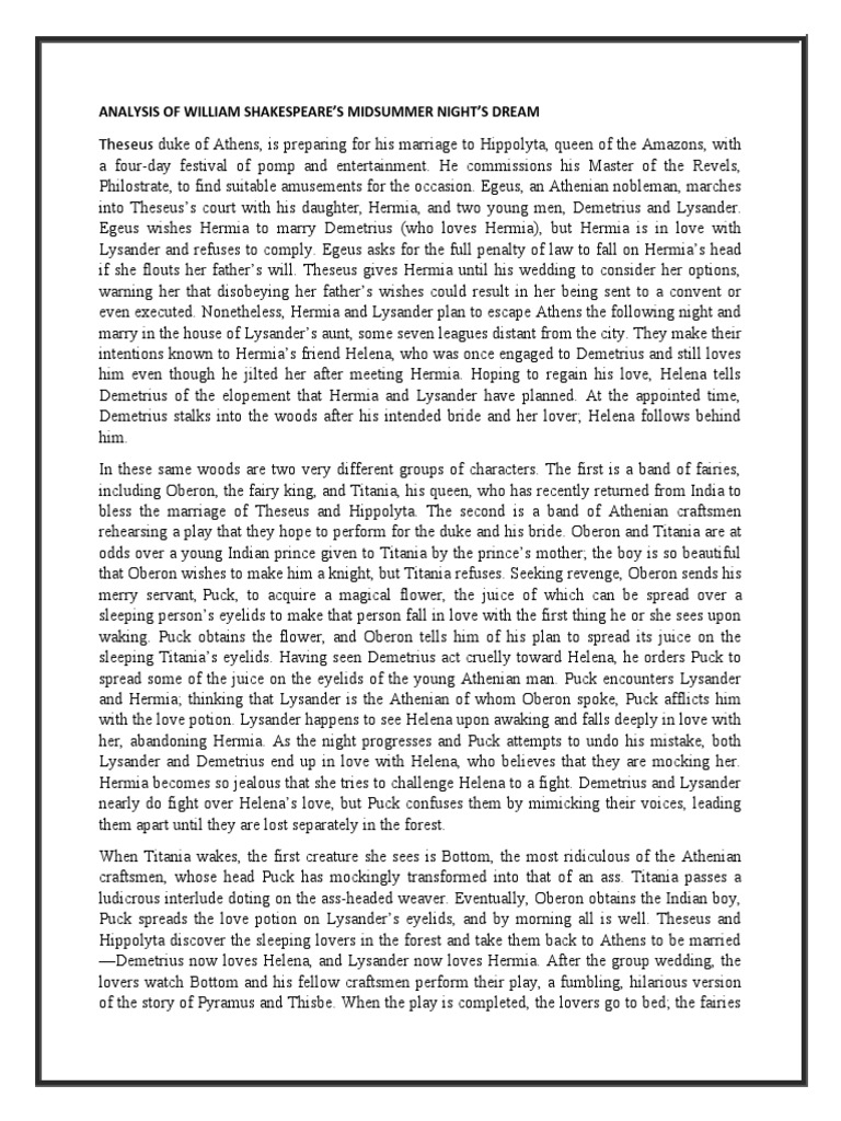 Analysis of Poems and Shakespeare | PDF | A Midsummer Night's Dream