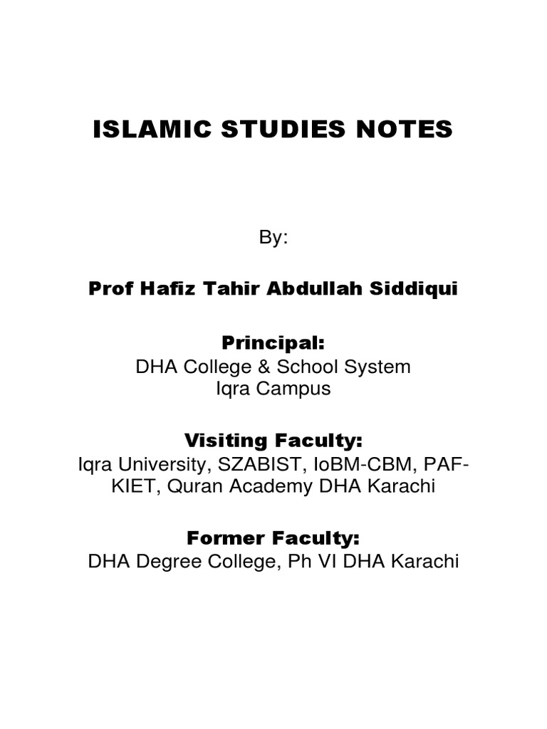 Notes Islamic Studies by Prof Hafiz Tahir | PDF | Prophets And ...