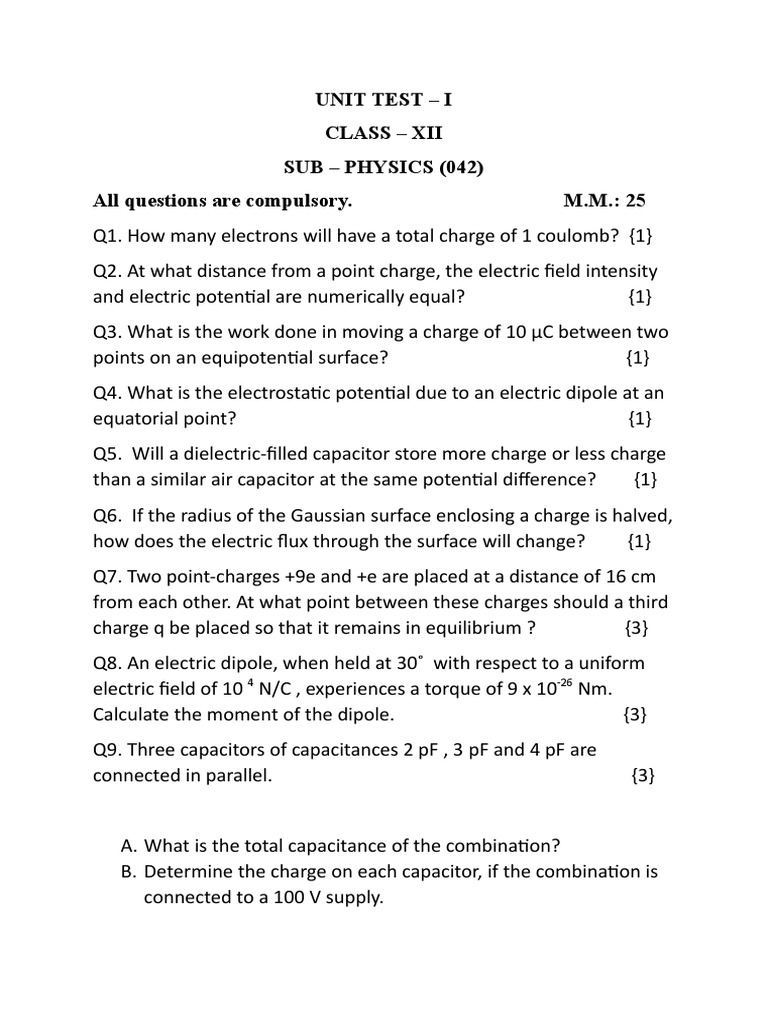 Unit Test Paper 12 | PDF | Teaching Methods & Materials | Science ...