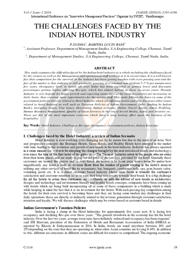 Challenges Faced by Hotel Industry | PDF | Taxes | Internet
