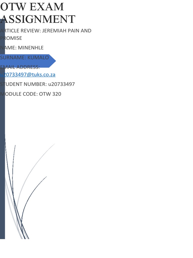 Otw 320 Exam Assignment | Download Free PDF | Psychological Resilience | Psychological Trauma