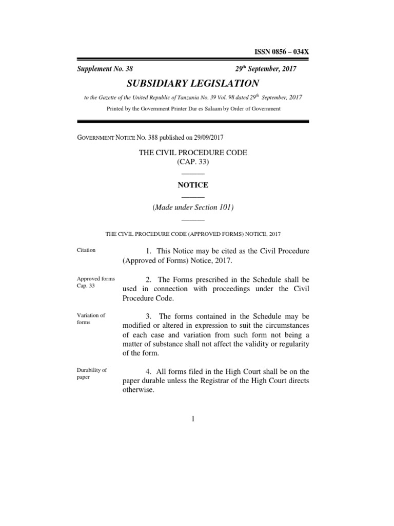 The Civil Procedure Code (Approved Forms) Gn. 388.PDF#Pdfjs | PDF ...