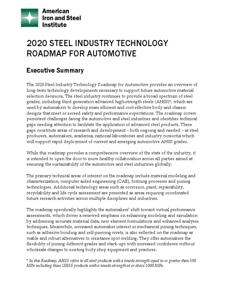 2020 AISI Automotive Roadmap | PDF | National Highway Traffic Safety ...