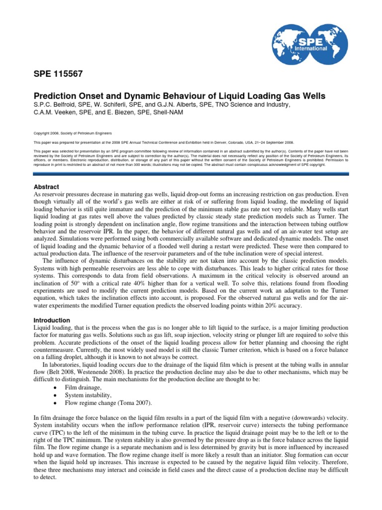 2008 Liquid Loading in A Gas Well 2008 | PDF | Fluid Dynamics | Gases