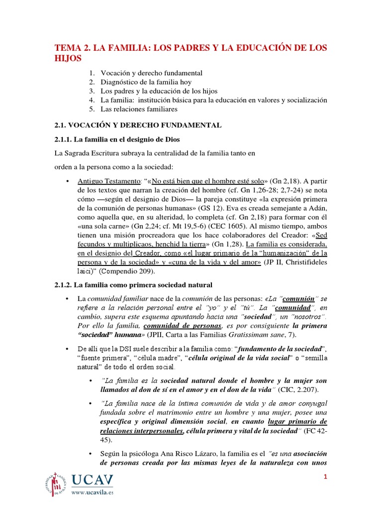 TEMA 2 CLASE 1. Apuntes | PDF | Familia | Amor