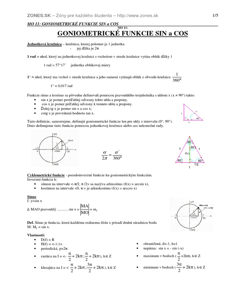 Goniometrické funkcie sin a cos | PDF