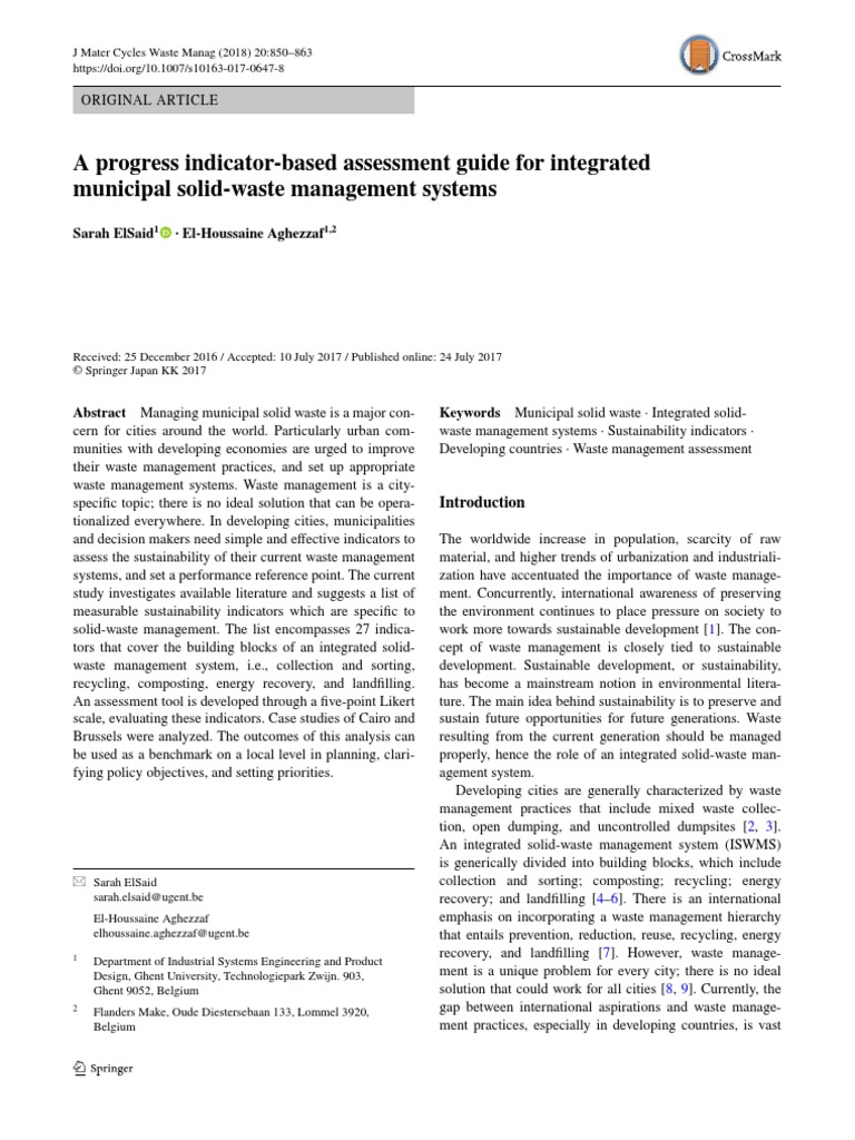 A Progress Indicator-Based Assessment Guide For Integrated Municipal ... A Progress Indicator-Based Assessment Guide For Integrated Municipal ...