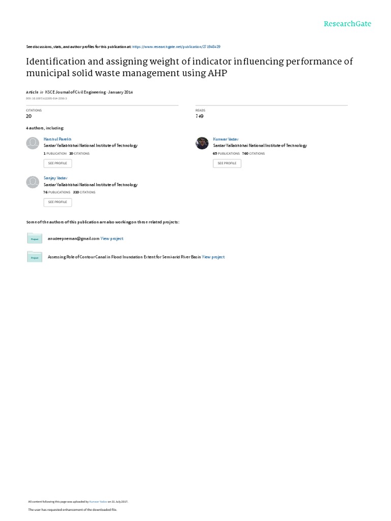 Identification and Assigning Weight of Indicator Influencing ...