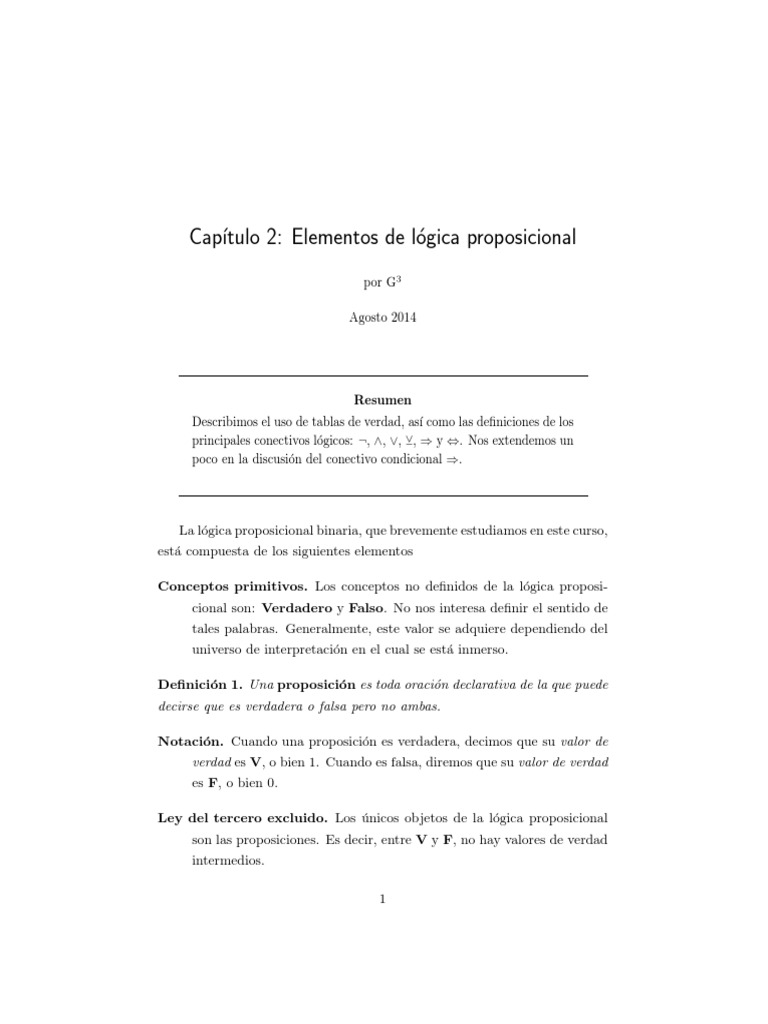 Capitulo2 Logica | PDF | Proposición | Verdad