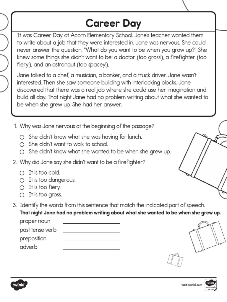 Career Day Reading Comprehension Passage | PDF