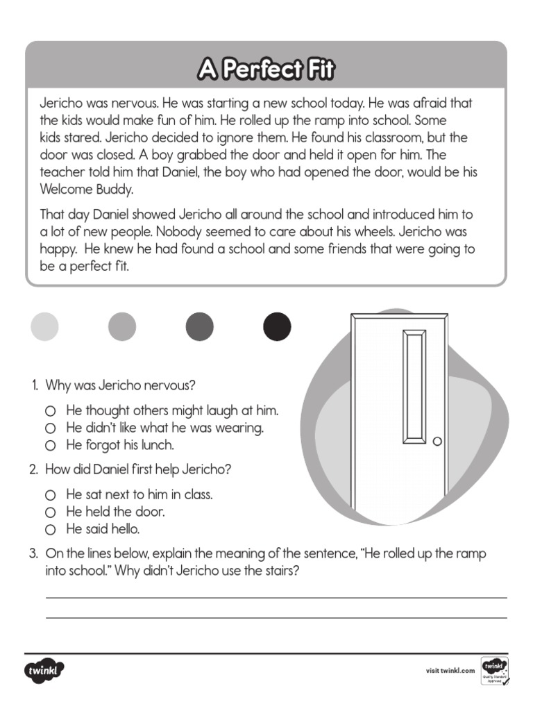 Second Grade A Perfect Fit Reading Passage Comprehension Activity | PDF