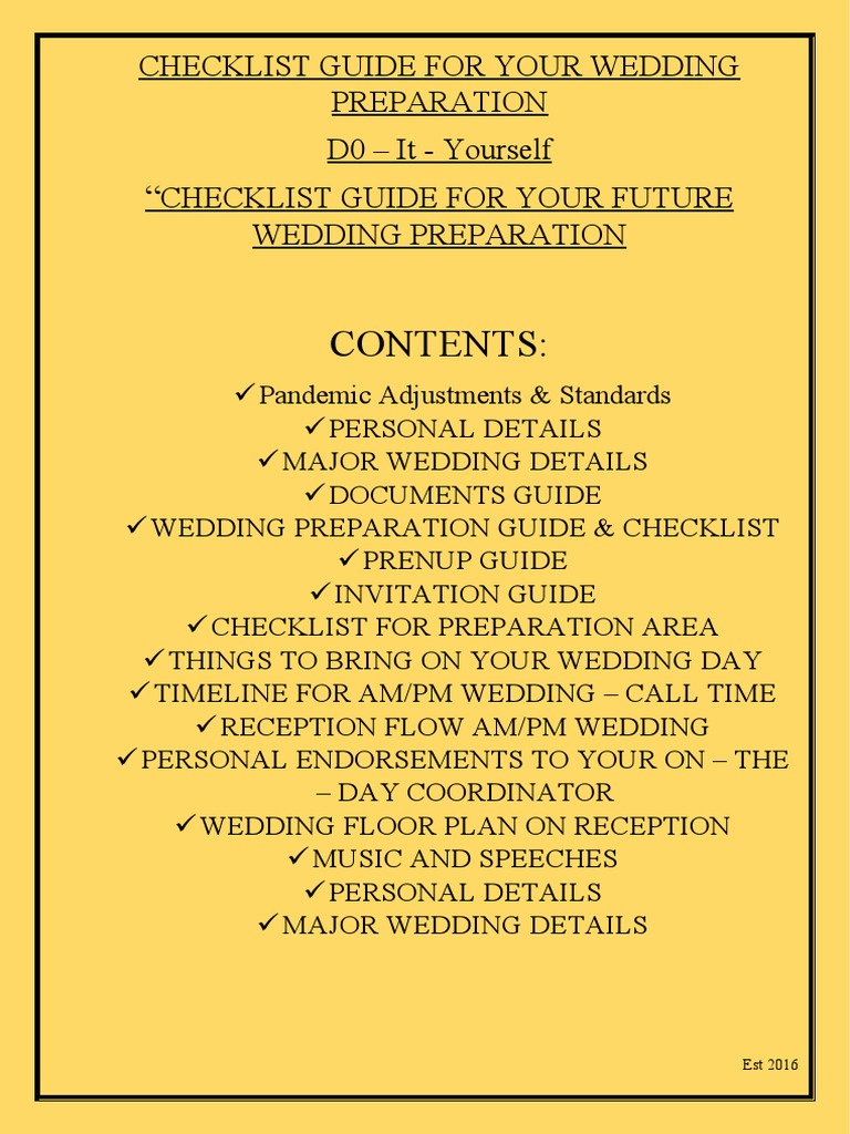 Wedding Prep Guide for Couples | PDF | Wedding | Bride