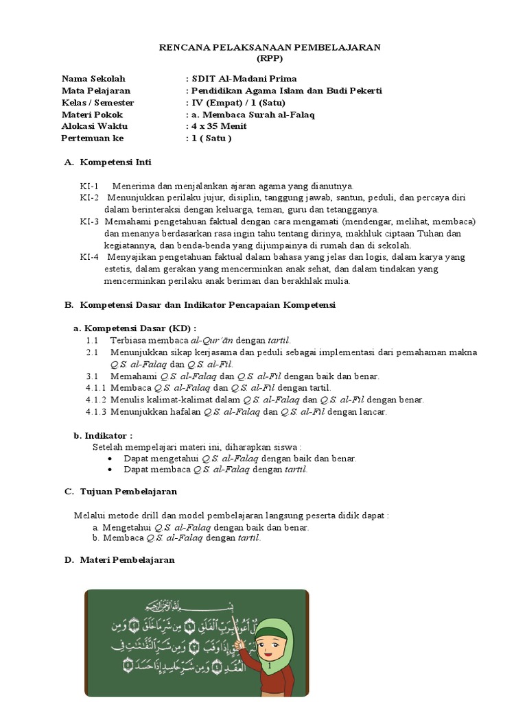 RPP Pai KLS 4 Semester 1 Kurtilas Sempurna 2022-2023 (F4) | PDF