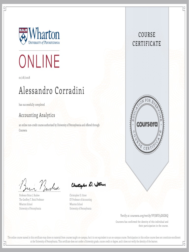 Coursera - Accounting Analytics - University of Pennsylvania | PDF