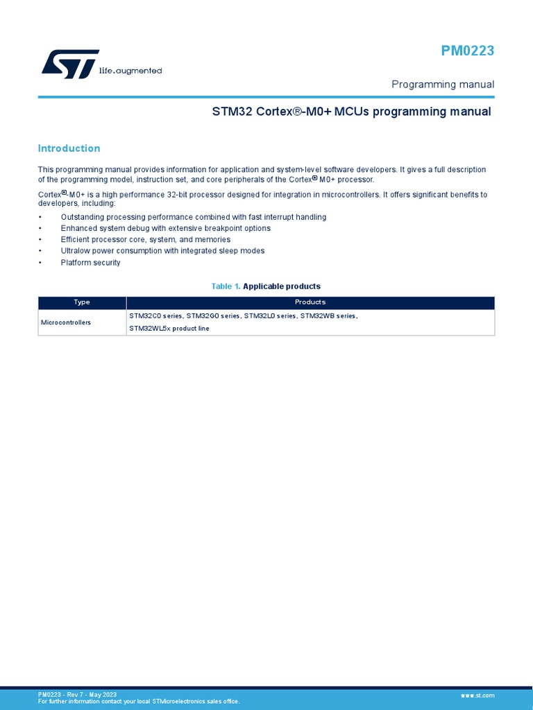 Pm0223 Stm32 Cortexm0 Mcus Programming Manual Stmicroelectronics Pdf Microcontroller 