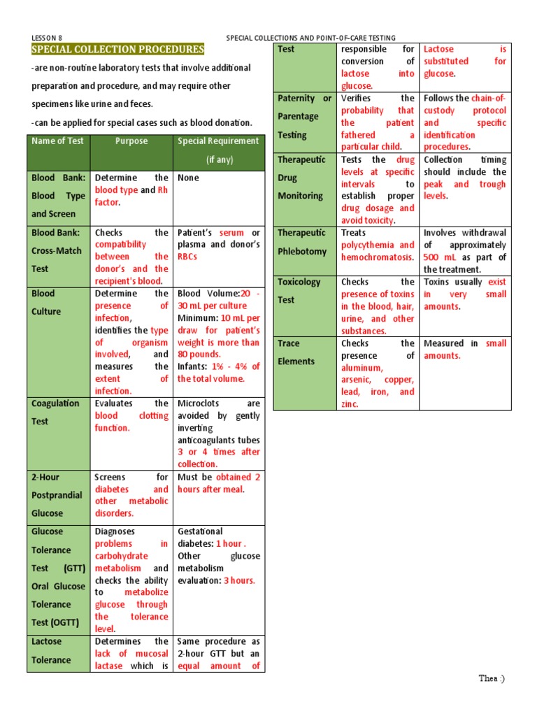 LESSON 8 Special collection and point-of-care testing | PDF | Blood ...