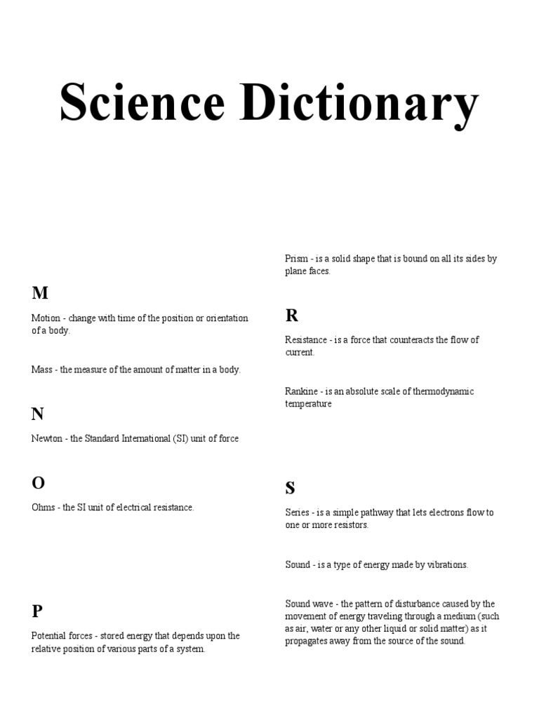 Science Dictionary | PDF | Force | Temperature