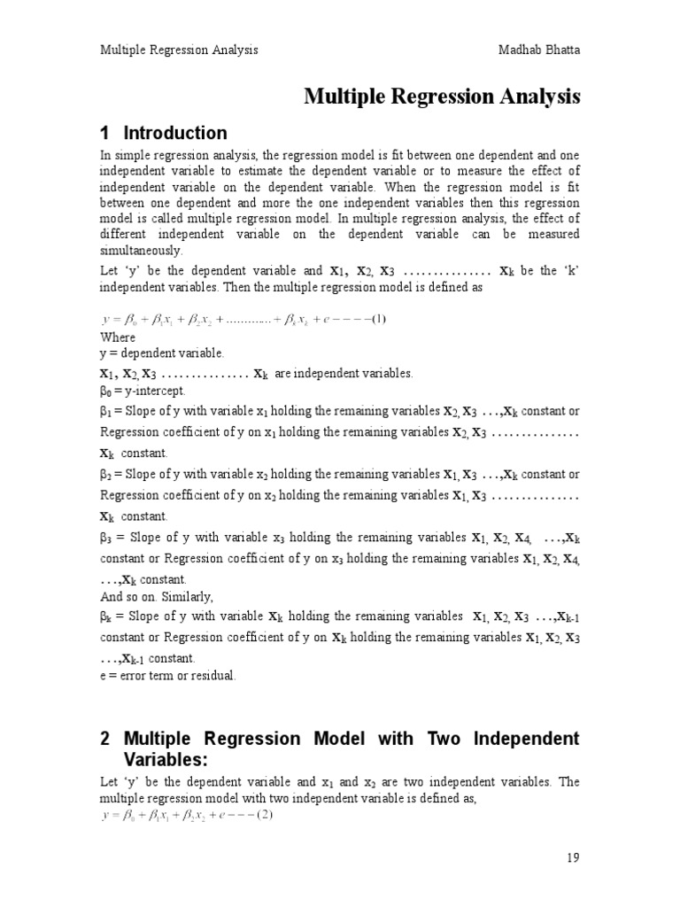 Multiple Regression Analysis | PDF | Errors And Residuals | Regression Analysis