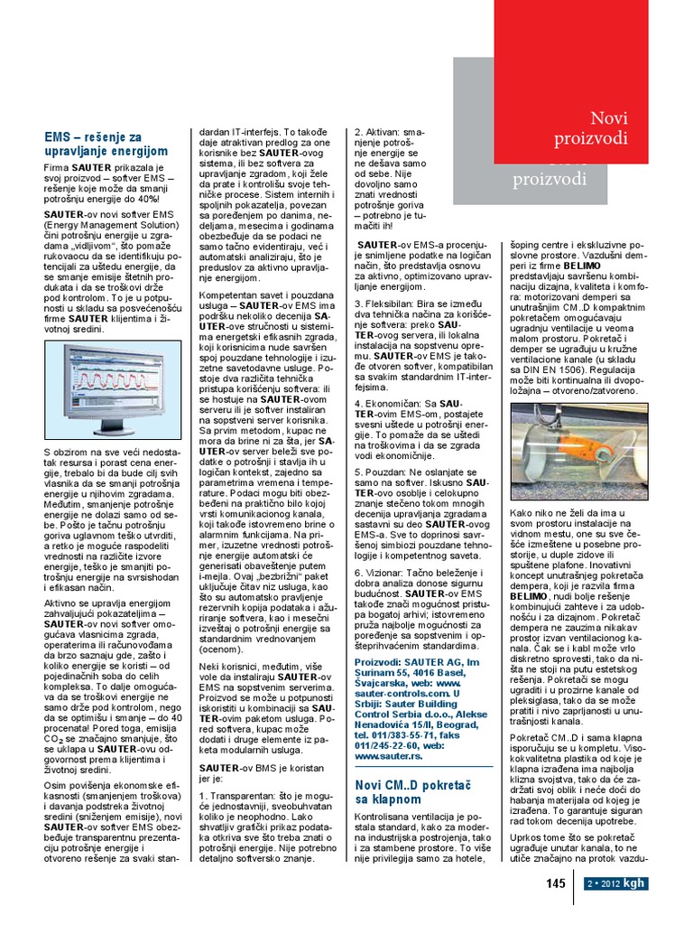 Novi Proizvodi Novi Proizvodi: EMS - Rešenje Za Upravljanje Energijom | PDF
