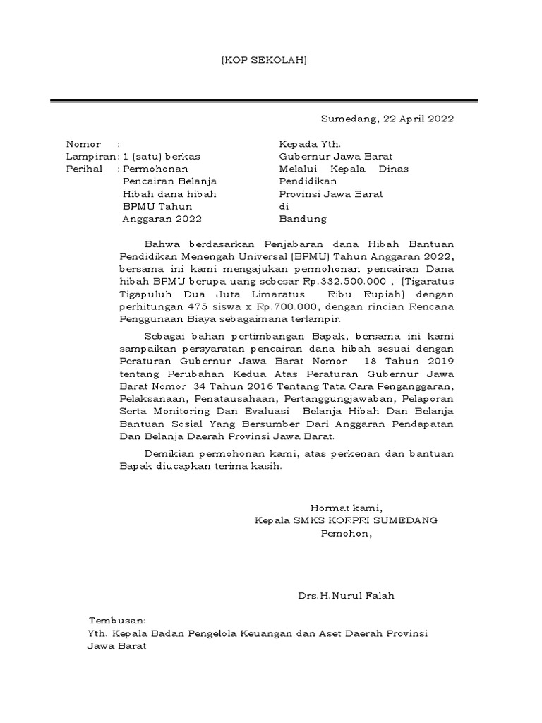 Draft Surat Permohonan - Pakta Integ - RPB | PDF | Bisnis | Pengelolaan ...