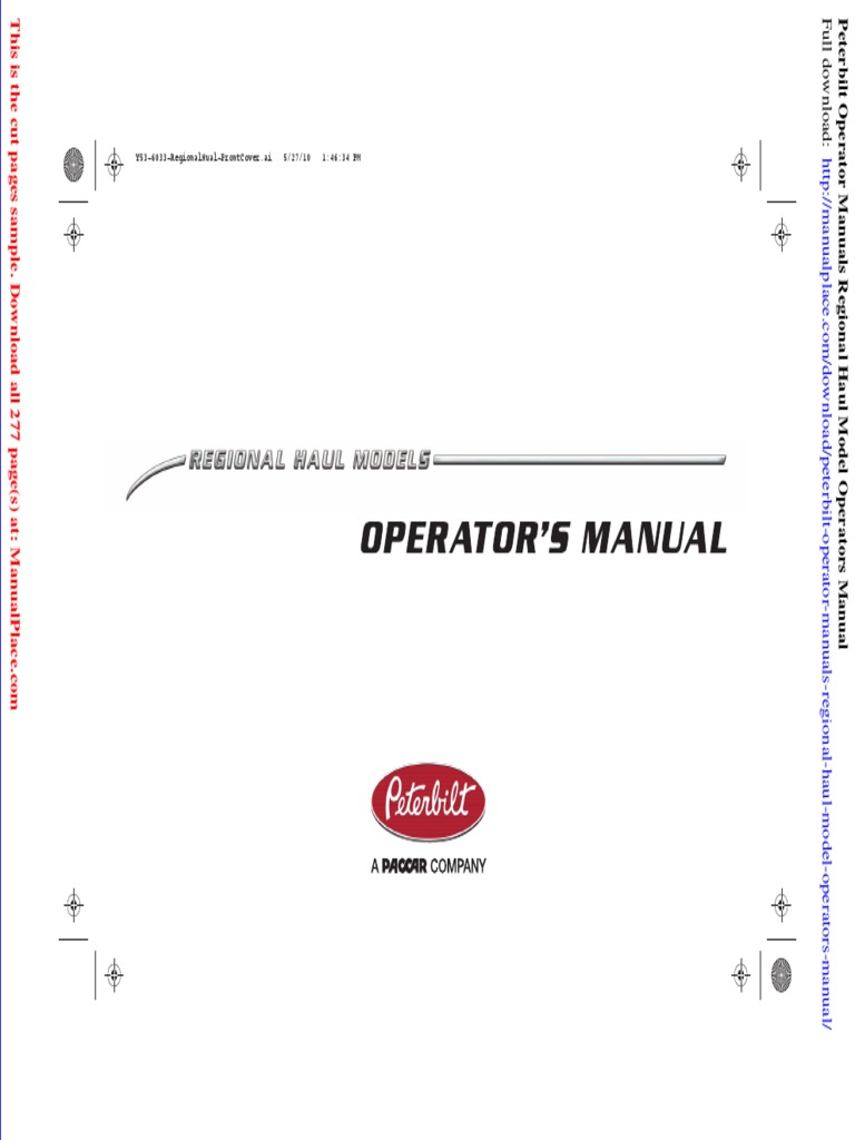 Peterbilt Operator Manuals Regional Haul Model Operators Manual | PDF ...
