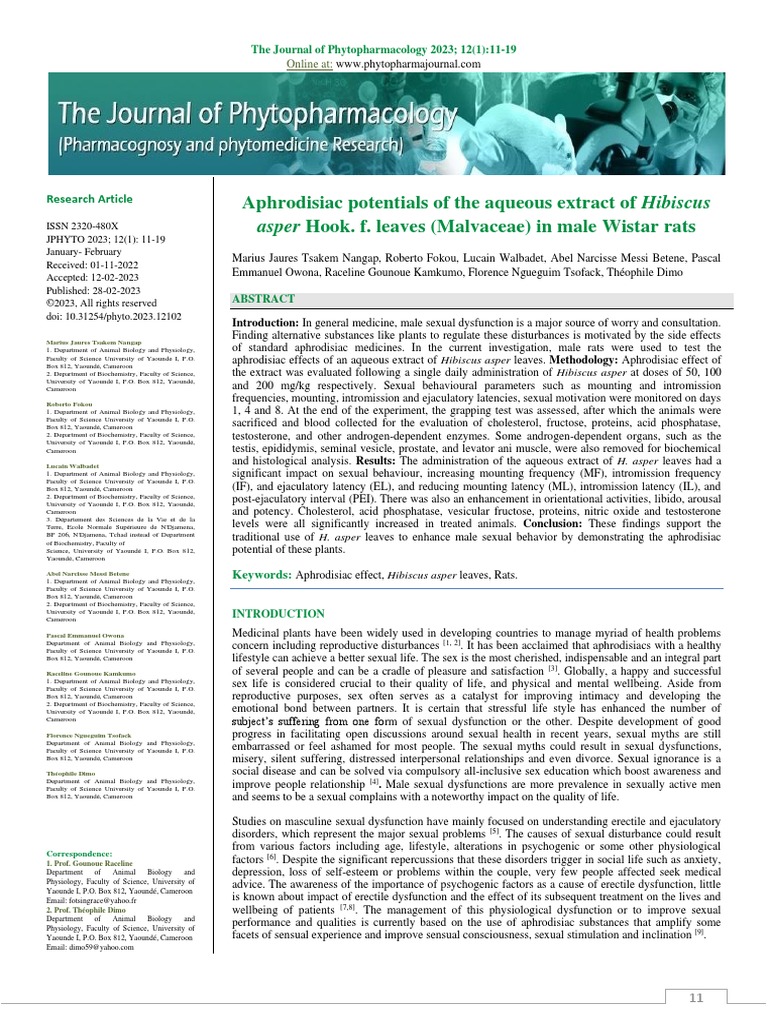Aphrodisiac Effects of Hibiscus Asper | PDF | Testosterone | Sexual ...