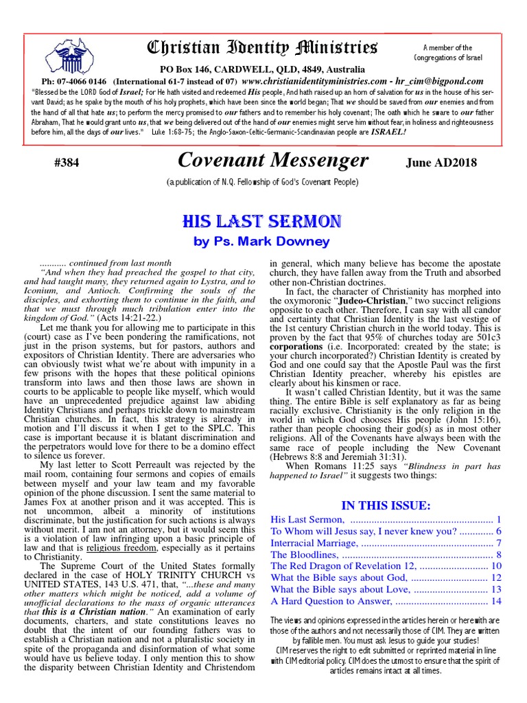 Covenant Messenger: Christian Identity Ministries | PDF | Jesus ...