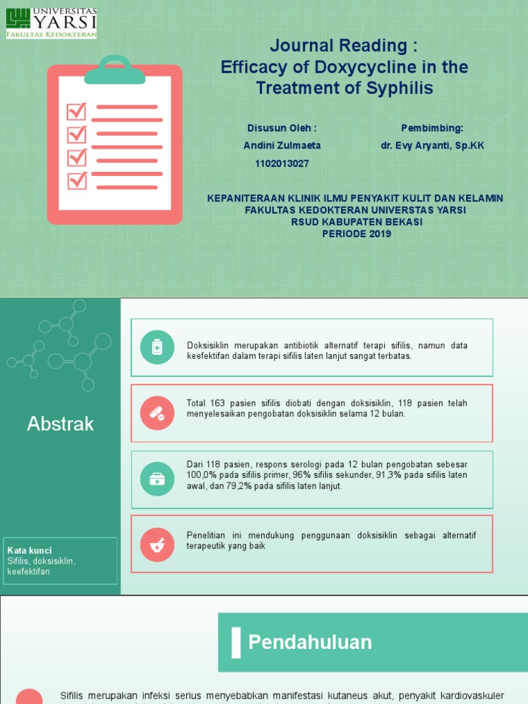 Keefektifan Doksisiklin Dalam Terapi Sifilis | PDF | Kesehatan Holistik