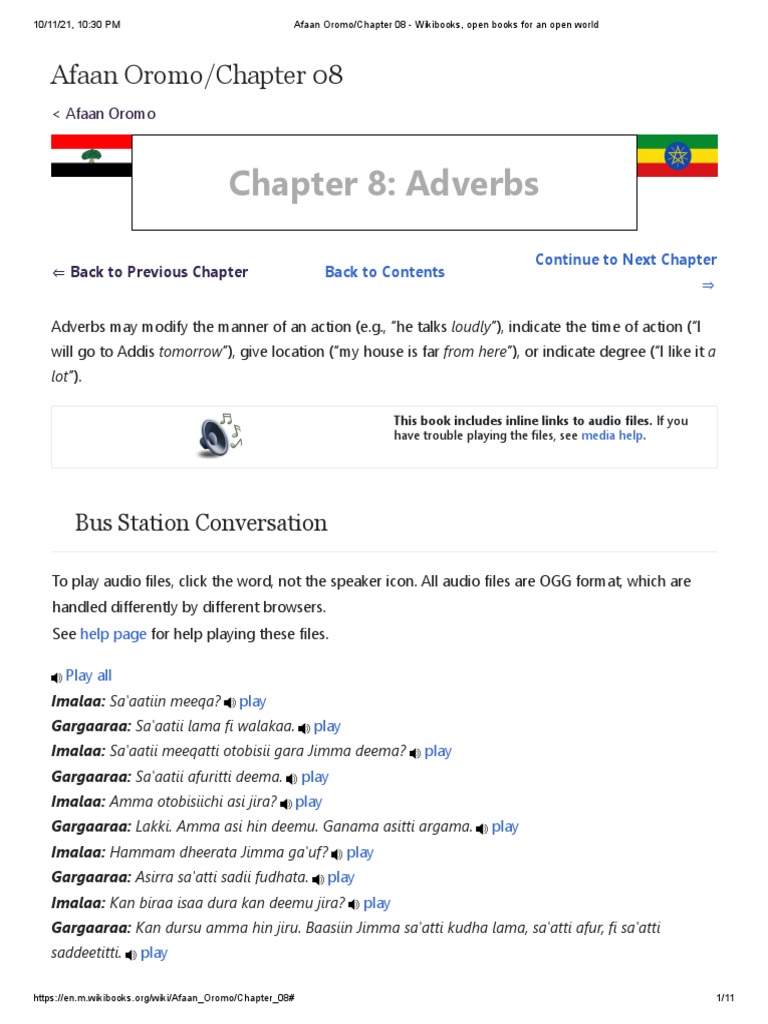 Afaan Oromo - Chapter 08 - Wikibooks, Open Books For An Open World ...