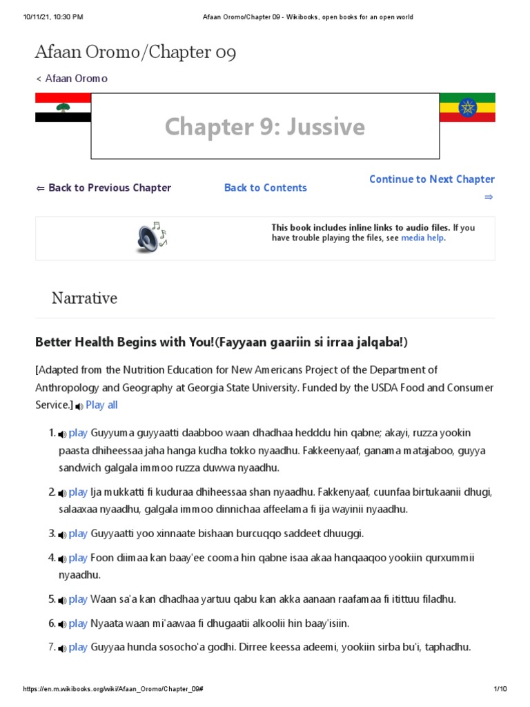 Afaan Oromo - Chapter 09 - Wikibooks, Open Books For An Open World ...