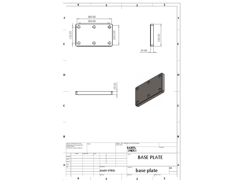 Alloy Steel Base Plate Drawing | PDF | Physical Sciences | Applied And ...