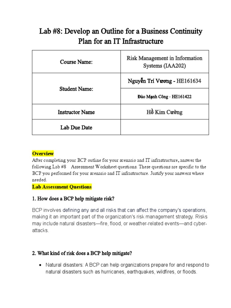 Lab8 IAA202 | Download Free PDF | Disaster Recovery | Business