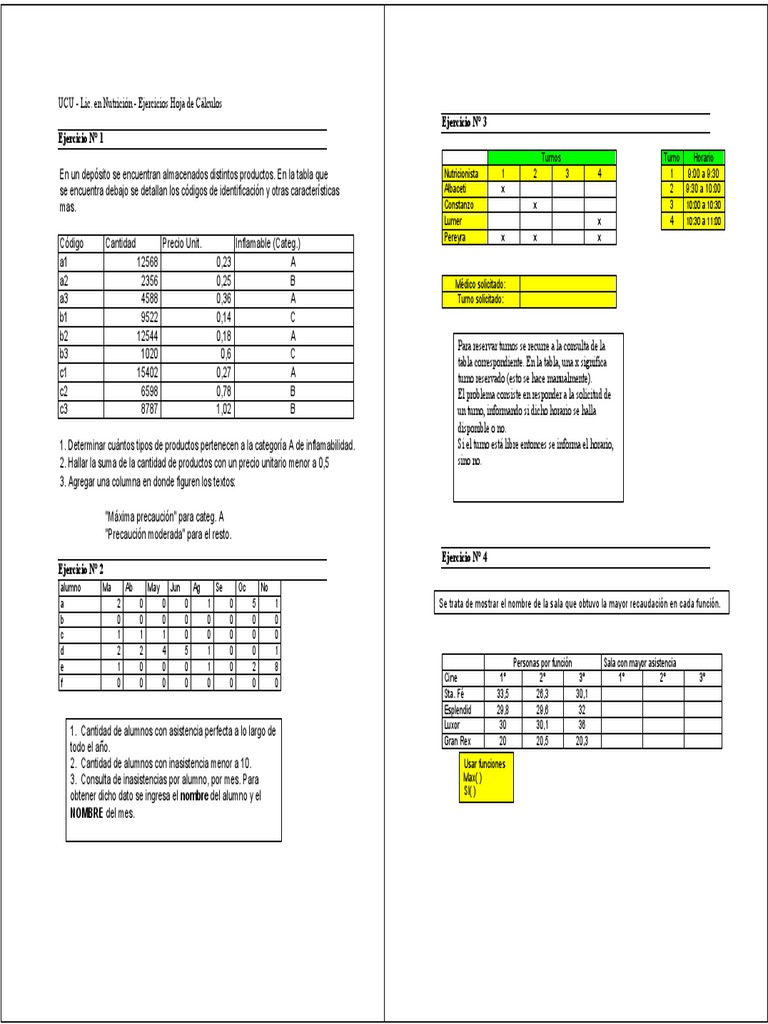 Ejercicios Excel Guia4 | PDF