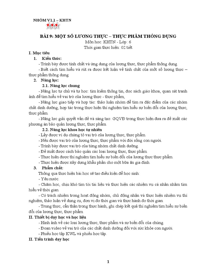 CD - cd5 - Bai 9 - Mot So Luong Thuc, Thuc Pham Thong Dung | PDF