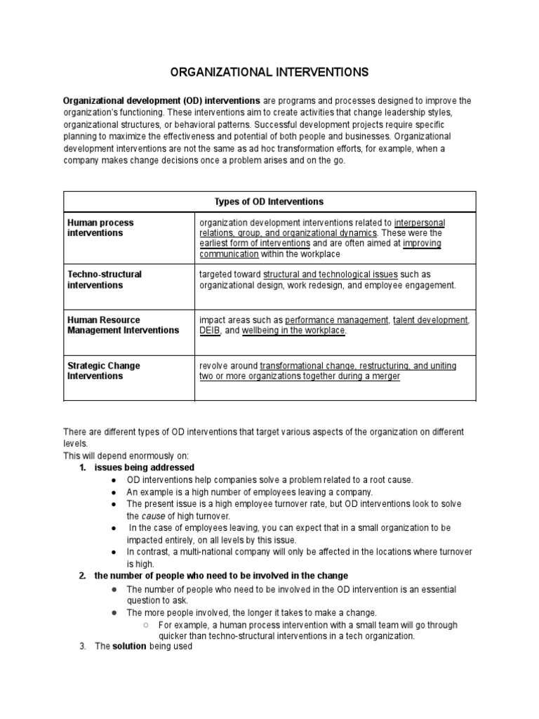 Organizational Interventions | PDF | Organization Development ...