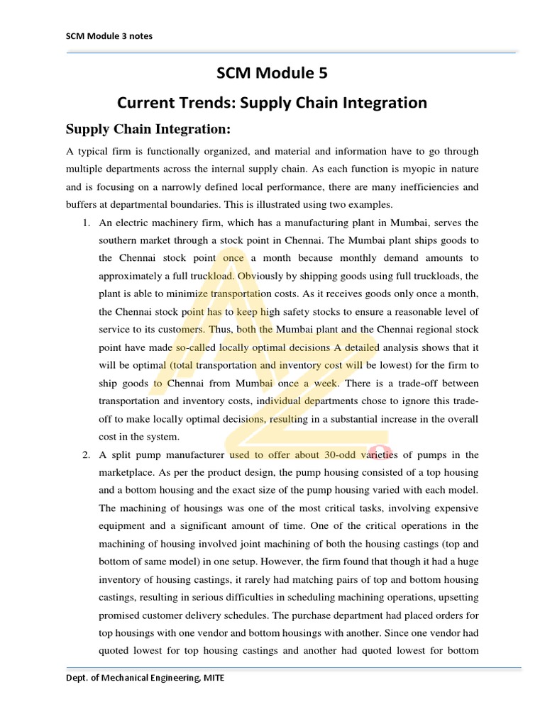 SCM Module 5 Notes | PDF | Supply Chain | Supply Chain Management